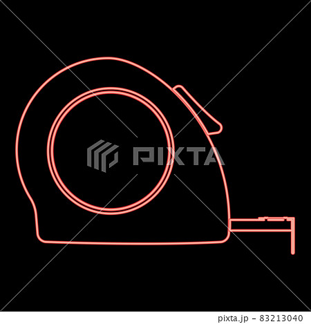 Neon tape measure icon black color in circle...のイラスト素材 [83213040] - PIXTA