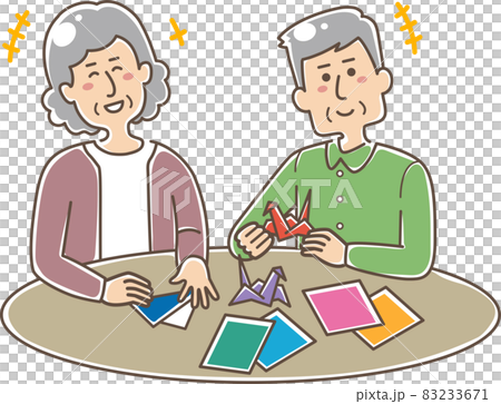 Elderly people doing origami - Stock Illustration [83233671] - PIXTA