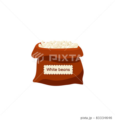 Open cloth bag with white kidney beans, flat...のイラスト素材 [83334646] - PIXTA