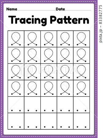 Tracing pattern loop lines worksheet for...のイラスト素材 [83382775] - PIXTA