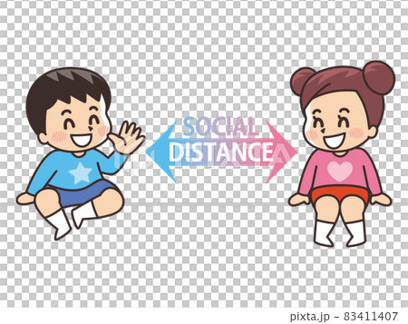 Children talking at a distance Social distance - Stock Illustration ...