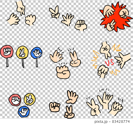 Rock-paper-scissors betting graffiti set drawn... - Stock Illustration ...