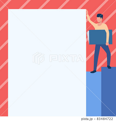 Man Drawing Standing Carrying Large Notebook...のイラスト素材 [83484722] - PIXTA