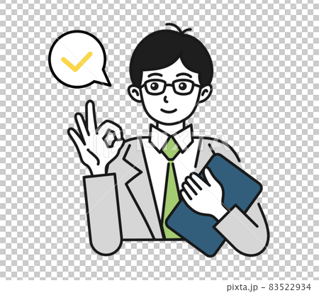 Illustration of a man doing an OK pose Material... - Stock Illustration ...