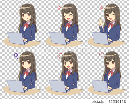 Blazer girl set to operate a personal computer - Stock Illustration ...