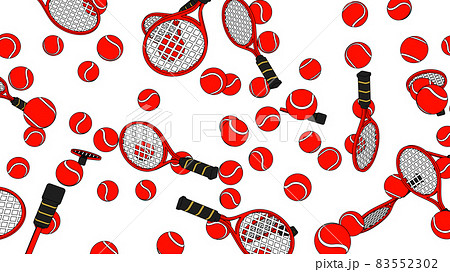 Toon style red tennis balls and tennis rackets on のイラスト素材 [83552302 ...