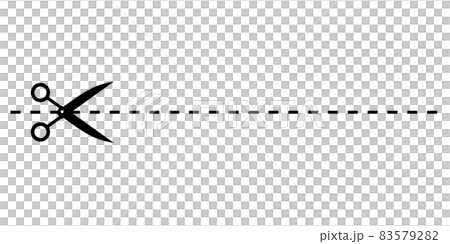 Image of cutting paper with scissors along the... - Stock Illustration ...