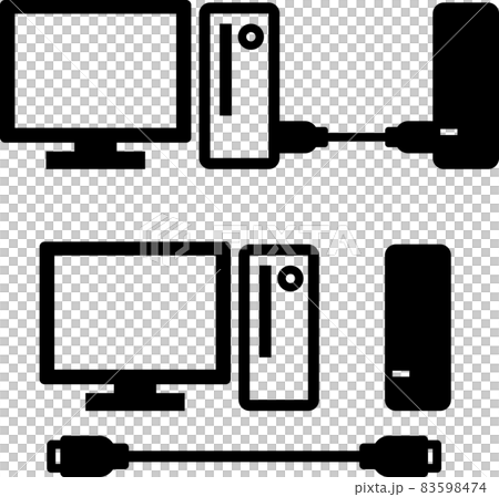 PC and external hard disk icons - Stock Illustration [83598474] - PIXTA