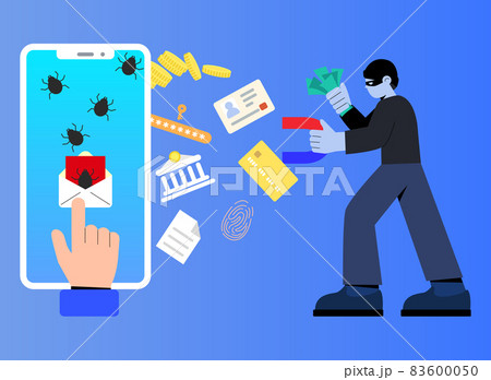 hacker hacking mobile phone using spam emailのイラスト素材 [83600050] - PIXTA