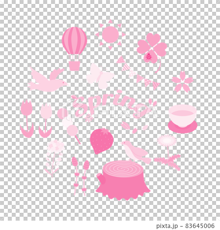 A set of simple and flat spring illustrations - Stock Illustration ...