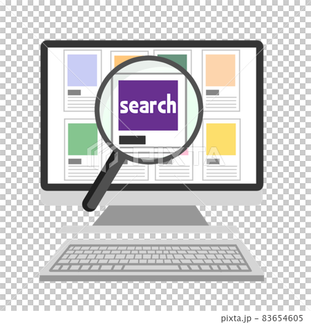 Desktop computer illustration search screen - Stock Illustration ...
