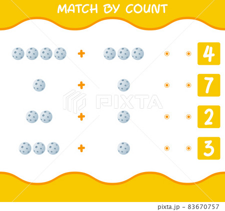 Match by count of cartoon moon. Match and count...のイラスト素材 [83670757 ...