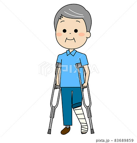 One Legged Man On Crutches Clipart