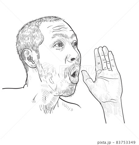 Drawing of yelling man.のイラスト素材 [83753349] - PIXTA