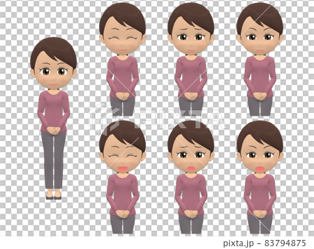 [Facial expression A] Black woman knit ponytail... - Stock Illustration ...