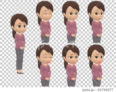[Facial expression A] Black woman knit ponytail... - Stock Illustration ...