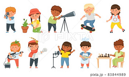 Cartoon kids with various hobbies and...のイラスト素材 [83844989] - PIXTA