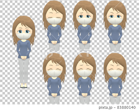 [Facial expression A] Caucasian female knit... - Stock Illustration ...