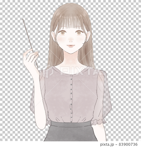 A woman explaining while holding a pointer - Stock Illustration ...