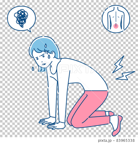 Female crouching with back pain 3 colors - Stock Illustration [83965338 ...