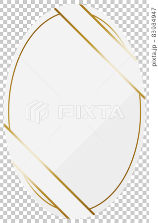 Oval frame white & gold diagonal hanging ribbon... - Stock Illustration ...