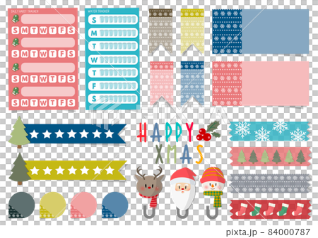 Xmas sticker set Sunday start, Christmas... - Stock Illustration ...