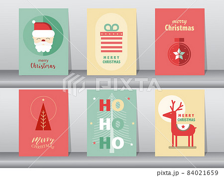 Set of cute Merry christmas background with...のイラスト素材 [84021659] - PIXTA