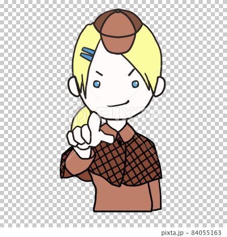 Young detective pointing his index finger... - Stock Illustration ...