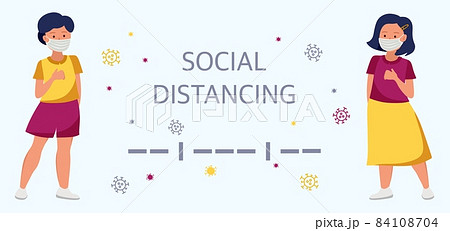 Social distance, keep a distance in society....のイラスト素材 [84108704] - PIXTA