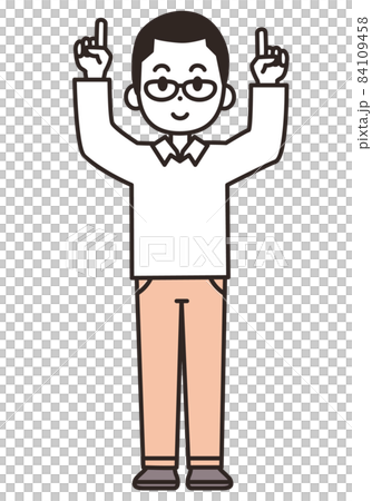 Illustration material of a young man pointing up - Stock Illustration ...