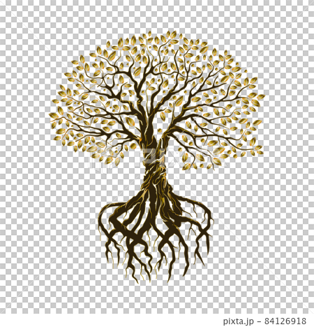 golden tree and roots - Stock Illustration [84126918] - PIXTA