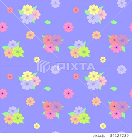 floral seamless pattern on blue backgroundのイラスト素材 [84127289] - PIXTA