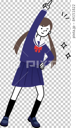 Female student full-body pointing pose - Stock Illustration [84151822 ...