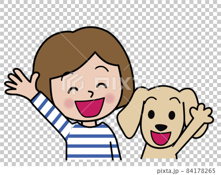 舉起她的手和臘腸的女孩-插圖素材 [84178265] - PIXTA圖庫
