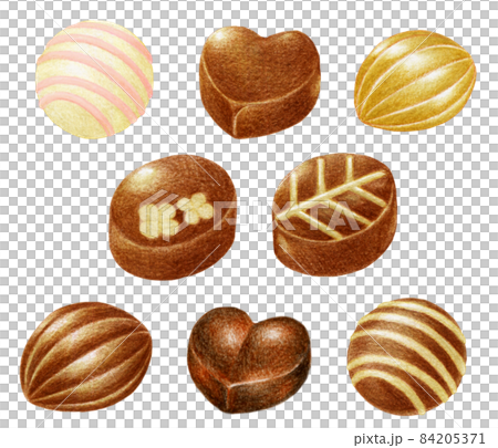 Colored pencil drawing illustration set of one... - Stock Illustration ...