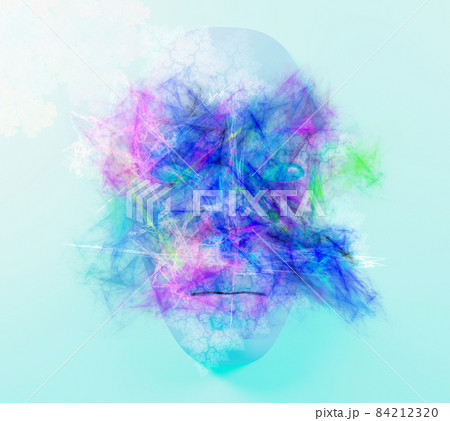 blue face with paint splatter, 3d renderedのイラスト素材 [84212320] - PIXTA