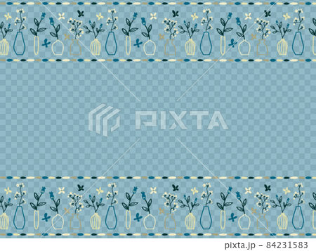 Flower and vase frameset blue - Stock Illustration [84231583] - PIXTA