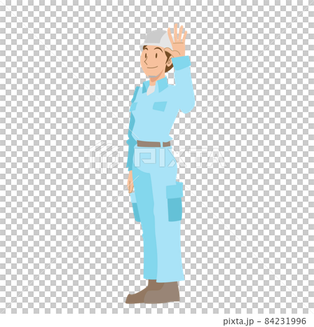 Female ground staff waving - Stock Illustration [84231996] - PIXTA