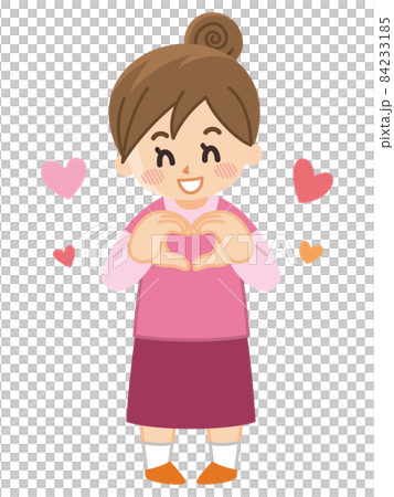 A young woman who makes heart by hand - Stock Illustration [84233185 ...