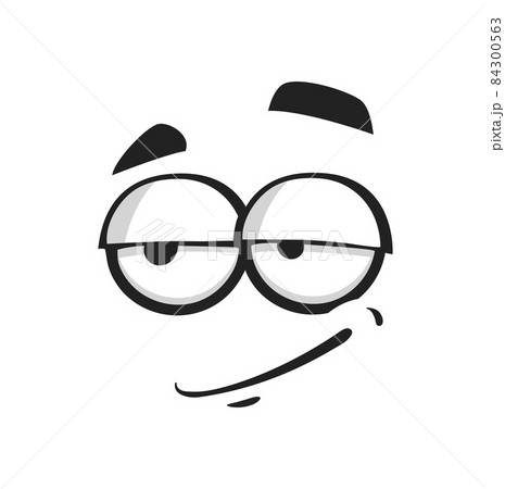Cartoon face, smirk or simper emoji, vector...のイラスト素材 [84300563] - PIXTA