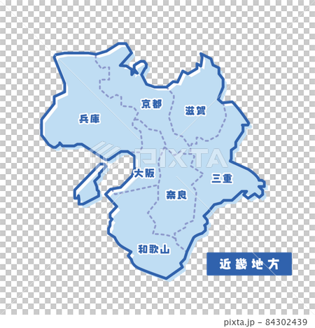 日本近畿地區地圖 簡單的淺藍色-插圖素材 [84302439] - PIXTA圖庫