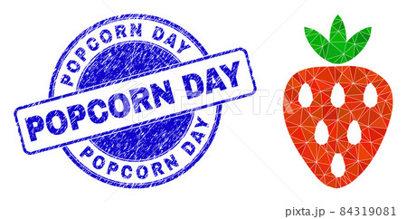 Scratched Popcorn Day Round Watermark and...のイラスト素材 [84319081] - PIXTA