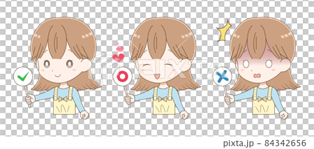 Girl with a Maru Batsu checkmark tag - Stock Illustration [84342656 ...