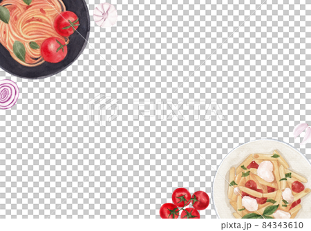 Pasta and Spaghetti frame Watercolor - Stock Illustration [84343610 ...