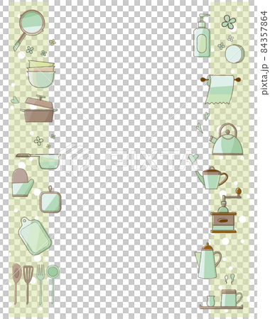 Kitchen utensil set Left and right frame with... - Stock Illustration ...