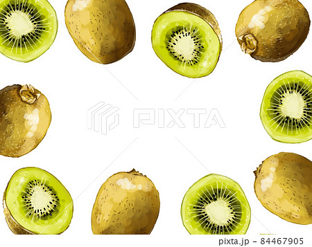 手描き水彩のキウイイラスト長方形フレーム・囲みのイラスト素材 [84467905] - PIXTA
