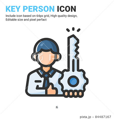 Key person icon vector with outline color style...のイラスト素材 [84487167 ...