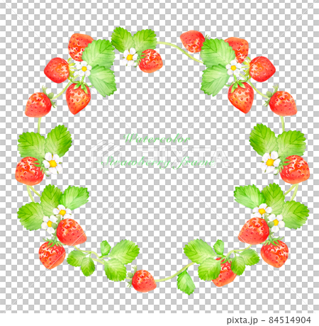 Watercolor strawberry spring frame - Stock Illustration [84514904] - PIXTA