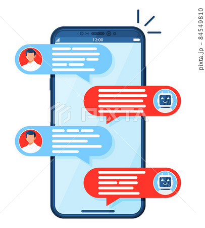 Chatting on Smartphone with Chat Bot Robotのイラスト素材 [84549810] - PIXTA