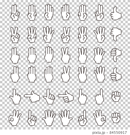Hand icon line drawing vector illustration set... - Stock Illustration ...